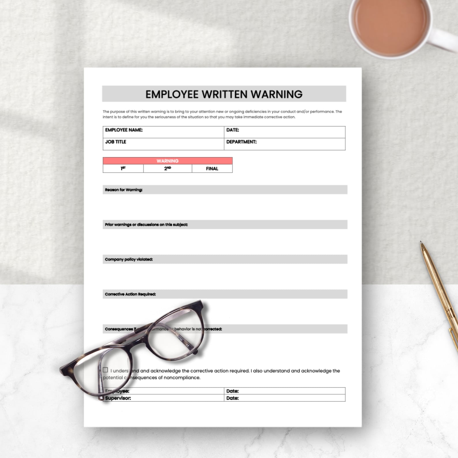 Employee Written Warning | Notice - Etsy