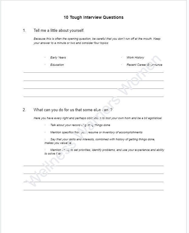 Master Your Next Job Interview – Printable Tough Interview Questions ...
