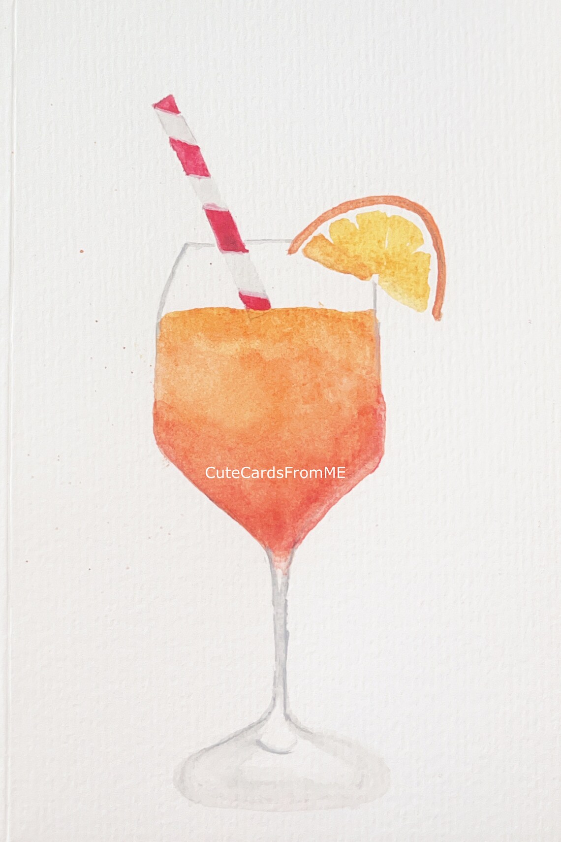 Watercolor Aperol Spritz Painting - Etsy