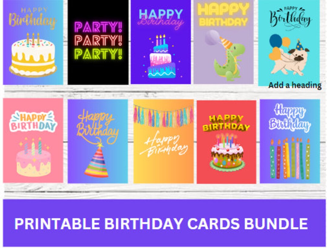 10 Printable Birthday Card Fronts - Etsy