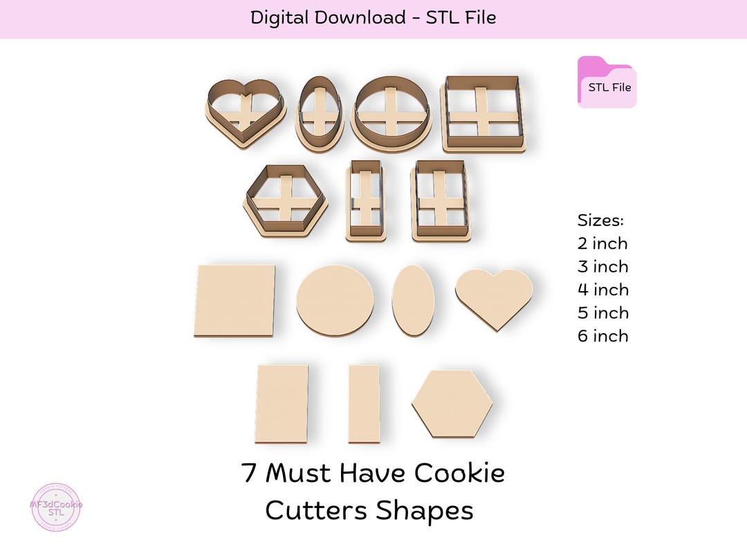 7 Must Have Cookie Cutter Shapes STL File, STL Cookie Cutter File ...