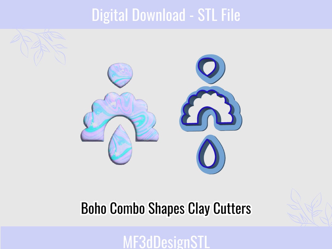 Boho Combo 03 Cutter Digital STL File for Polymer Clay DIY Jewelry and ...