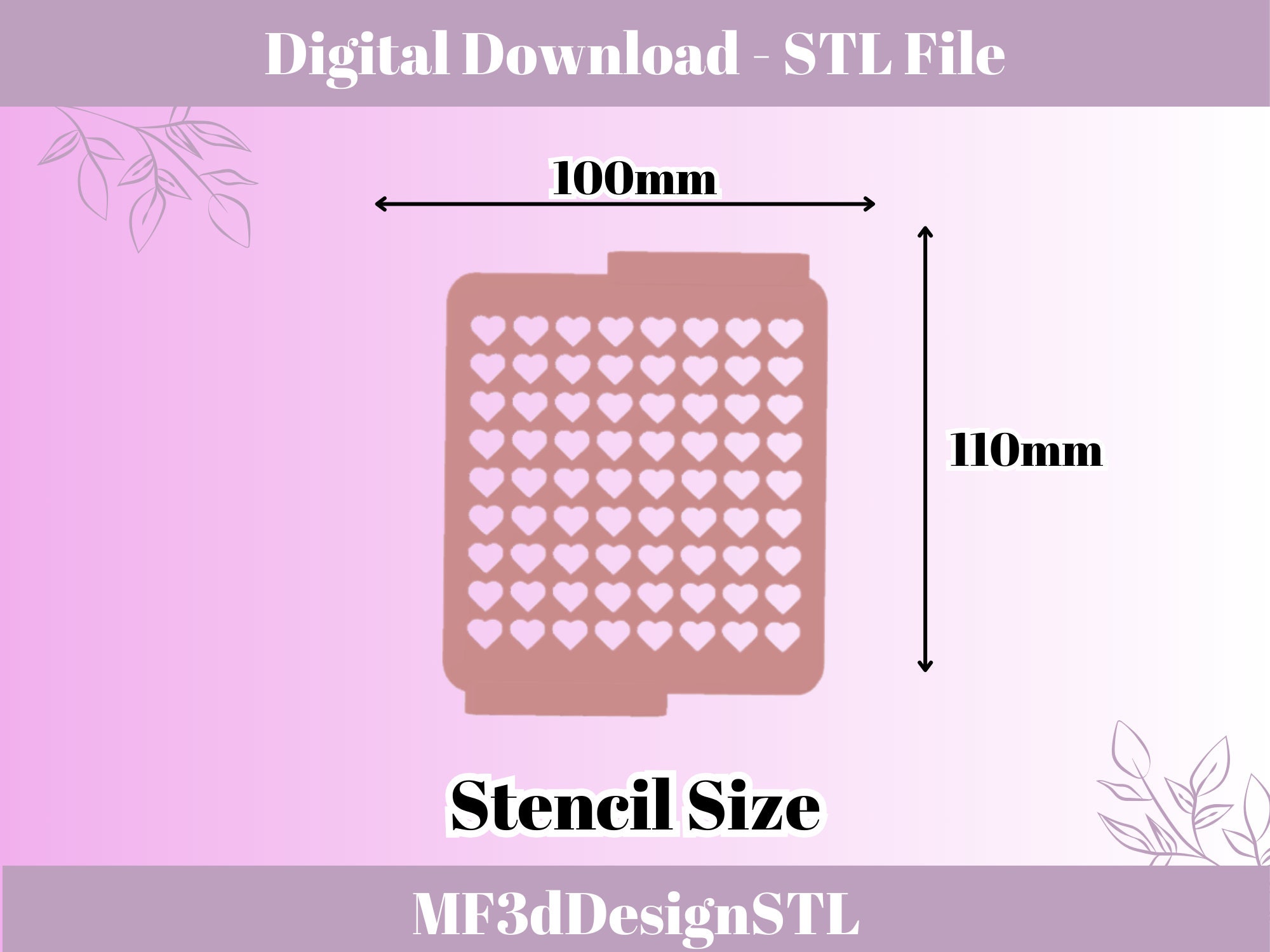 3D Printable Heart Sprinkle Stencil - Digital STL File for Royal Icing ...