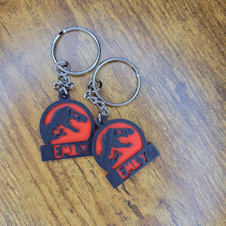 Custom Dinosaur Name Keychain - Name Tag (set of 2) - Etsy