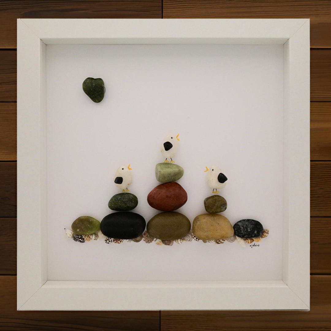 Handmade Wall Decor, Rock Wall Art, Seashell Wall Decor, Seagulls ...