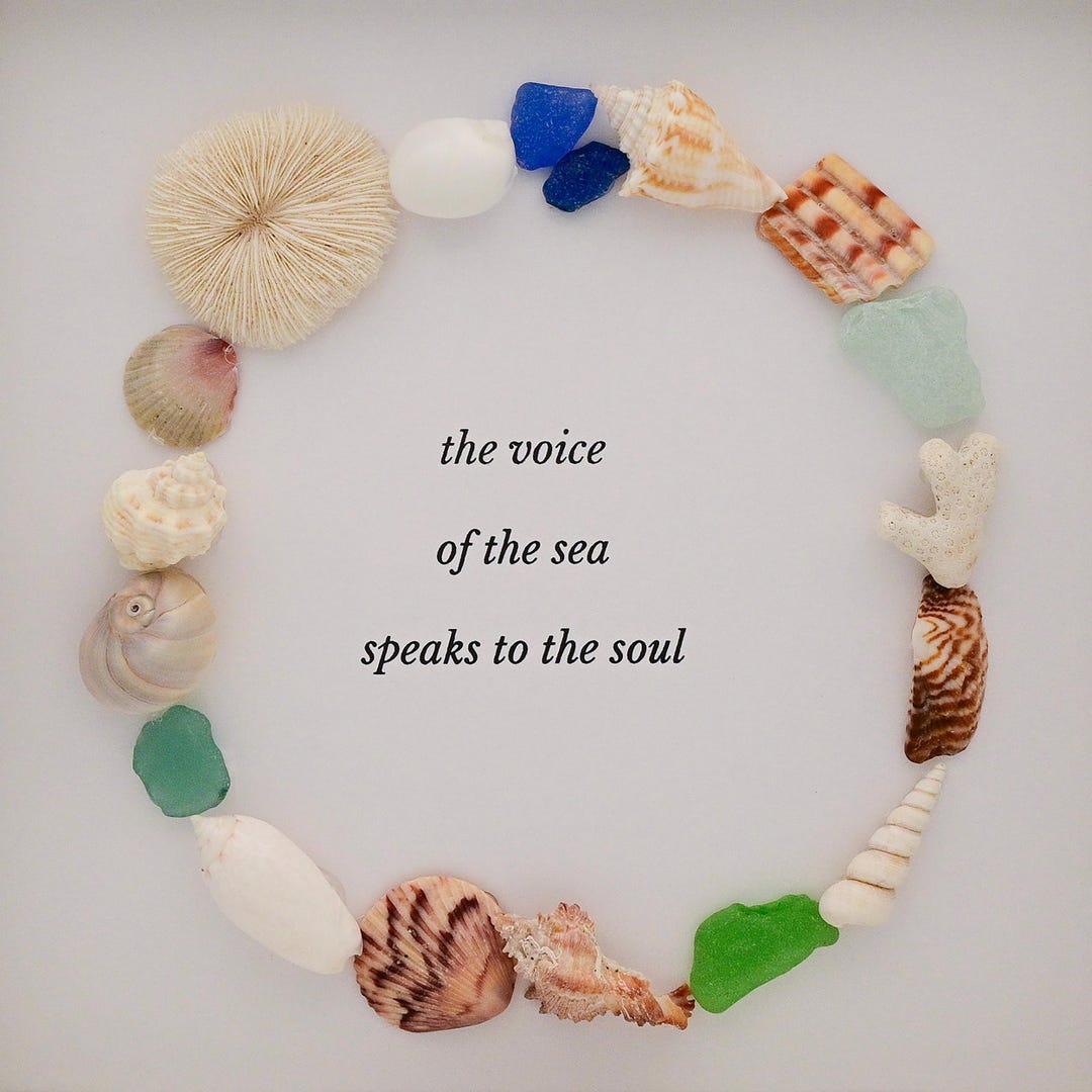 Sea Shell Handmade Art, Framed Sea Shell Wall Art, Sea Glass Art Framed ...