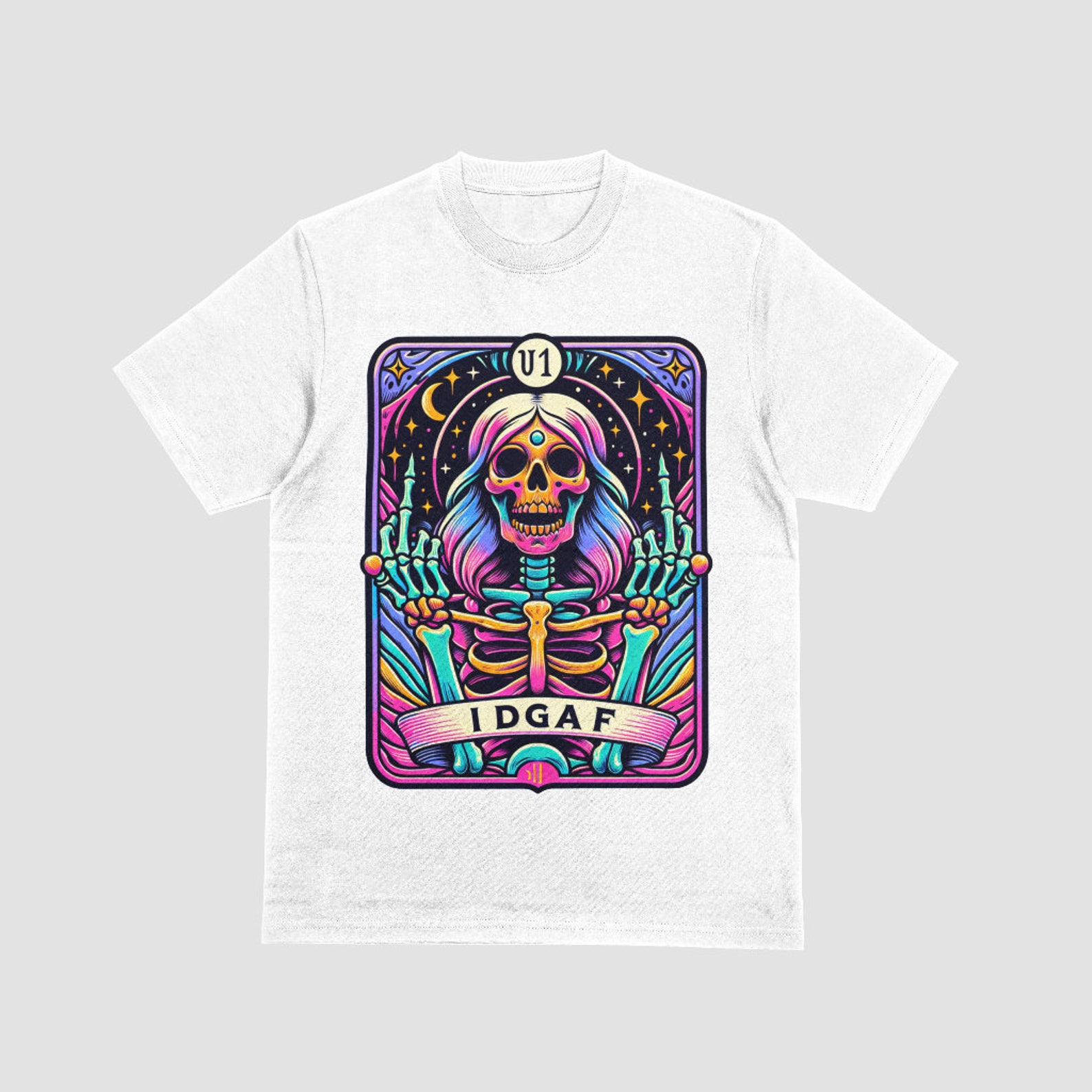 IDGAF Funny Tarot Card Design PNG, Funny Skeleton Tarot Card ...
