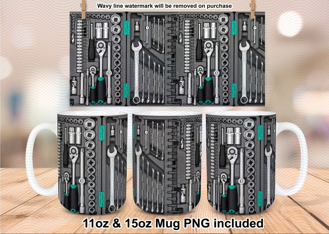 Mechanic Tool Box Mug Wrap Design for 11oz and 15oz Mugs, Tool Box ...