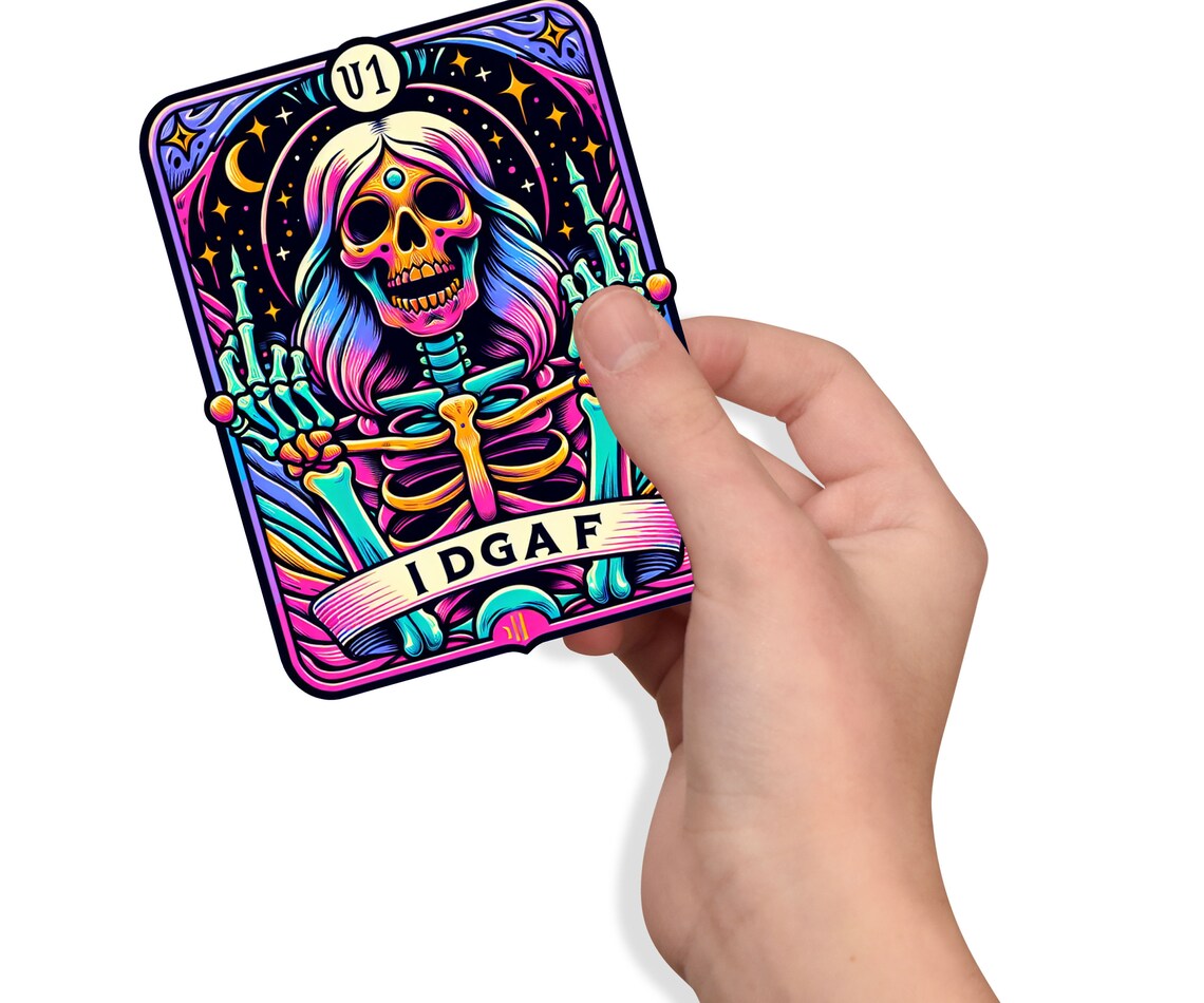 IDGAF Funny Tarot Card Design PNG, Funny Skeleton Tarot Card ...