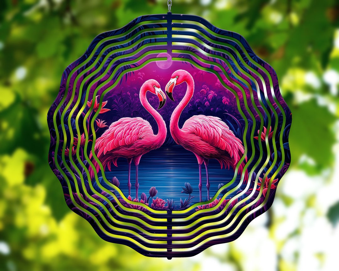 Flamingo Wind Spinner Sublimation Design, Flamingo Garden Wind Spinner ...