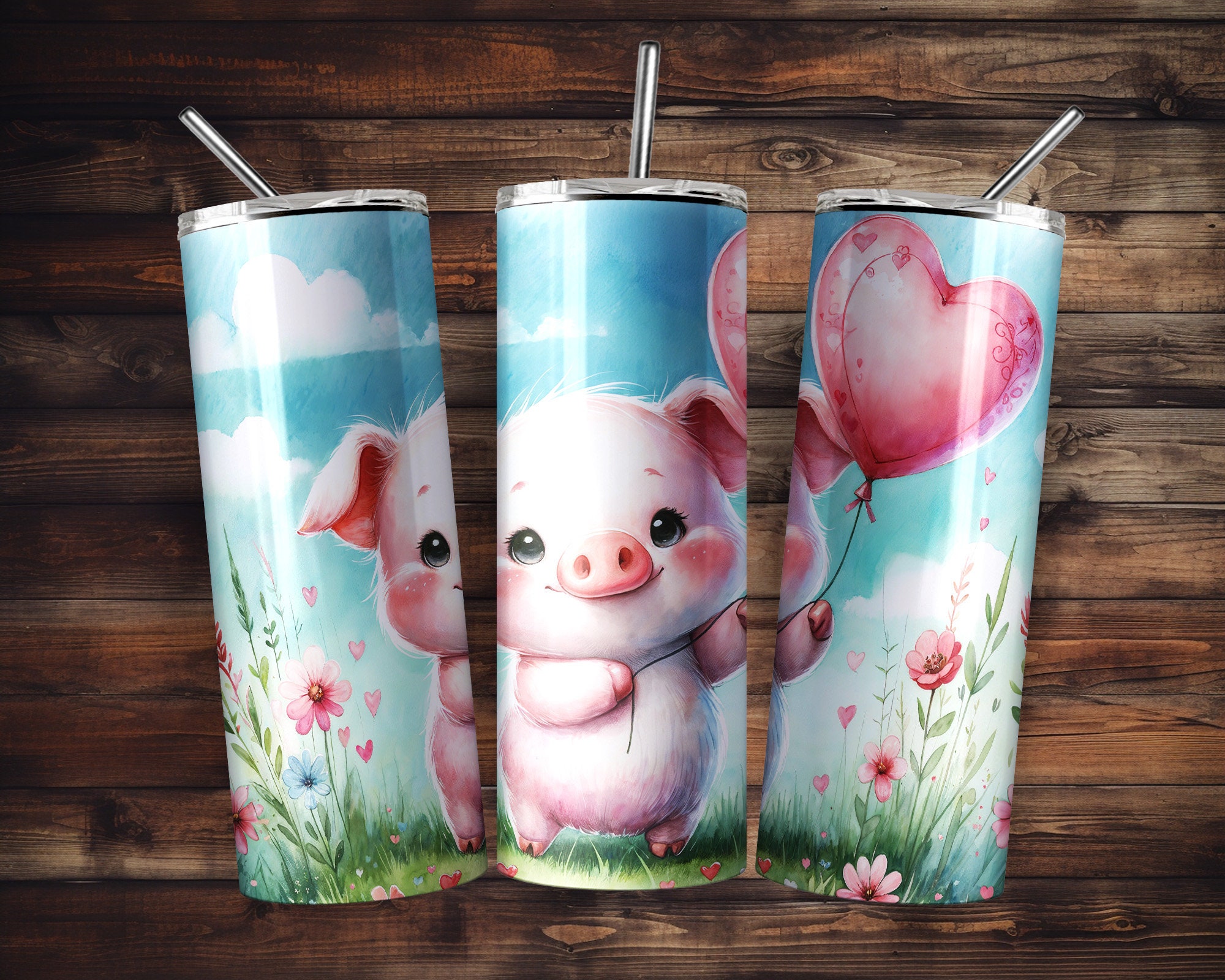 Cute Pigs Tumbler Designs for 20oz Tumbler Watercolour Pig Sublimation ...