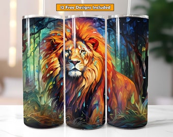 Blue Eyed Lion, White Background, 20oz Tumbler Wrap, DIGITAL DOWNLOAD ...