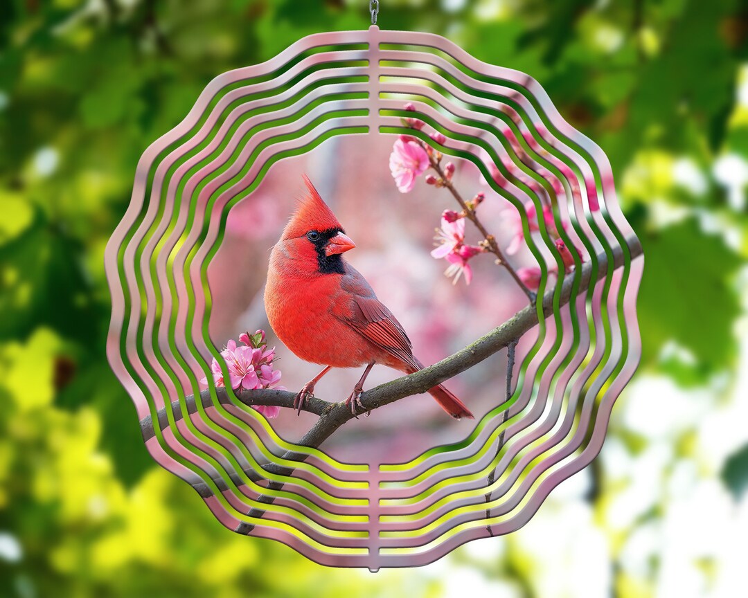 Red Cardinal Wind Spinner Sublimation Design for Round Hanging Garden ...