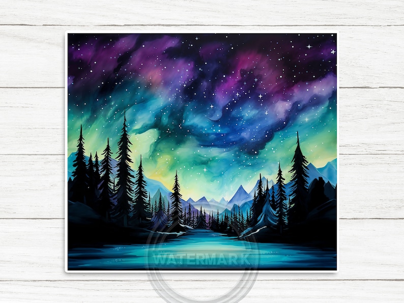 Alcohol Ink Northern Lights 20oz Tumbler Sublimation Design, 20oz ...