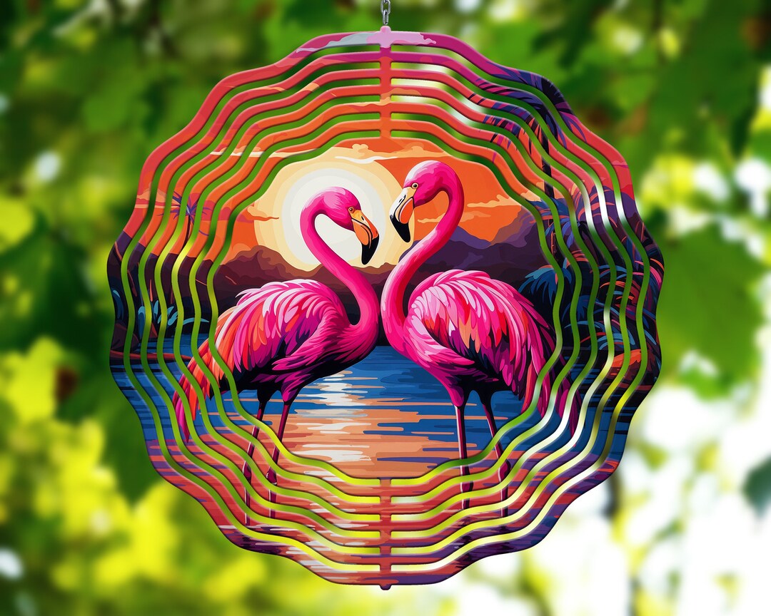 Flamingos Wind Spinner Design, Colourful Flamingos Sublimation Design ...
