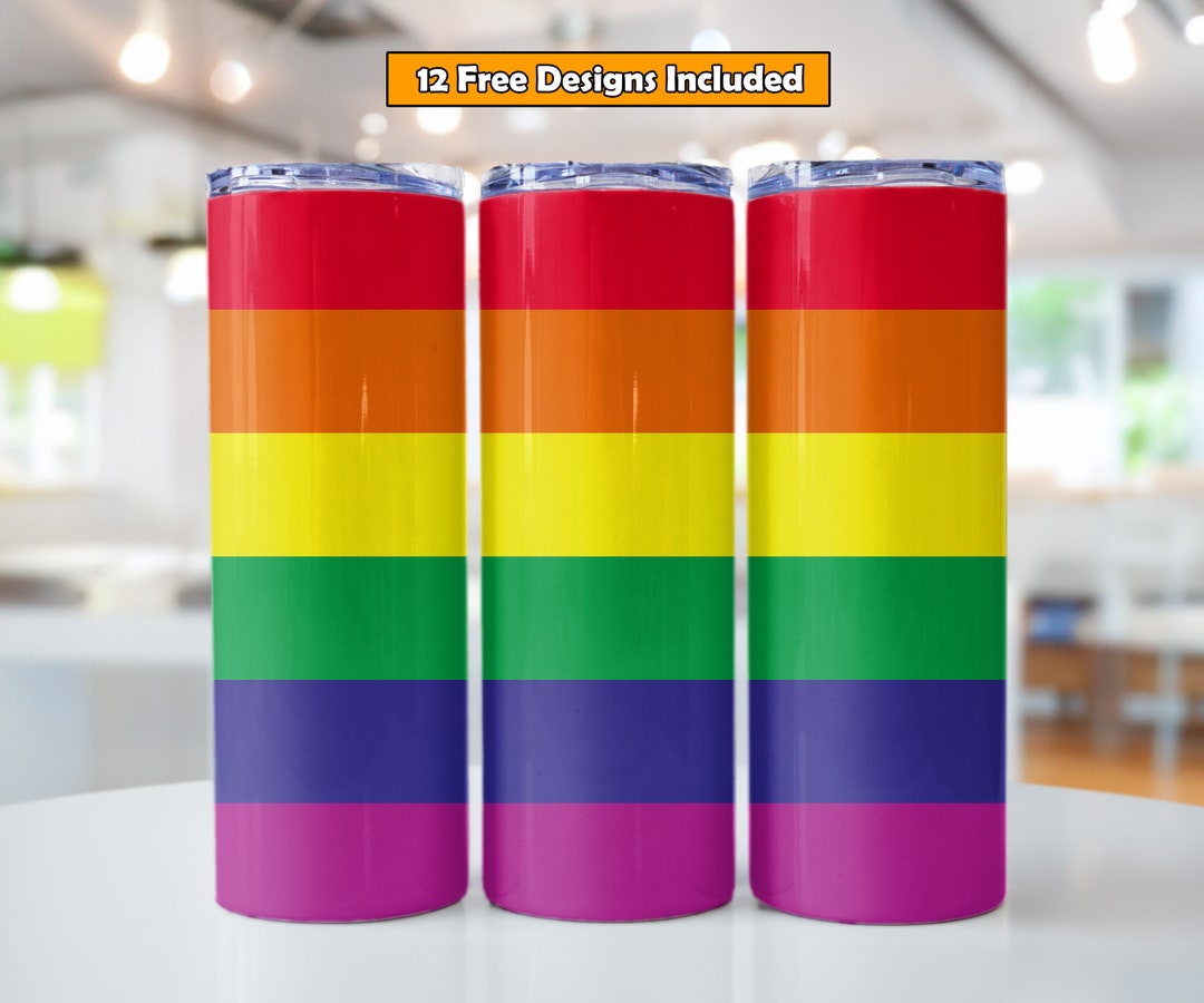 LGBT Flag Sublimation Design for 20oz Tumbler Wrap, Gay Pride Rainbow ...