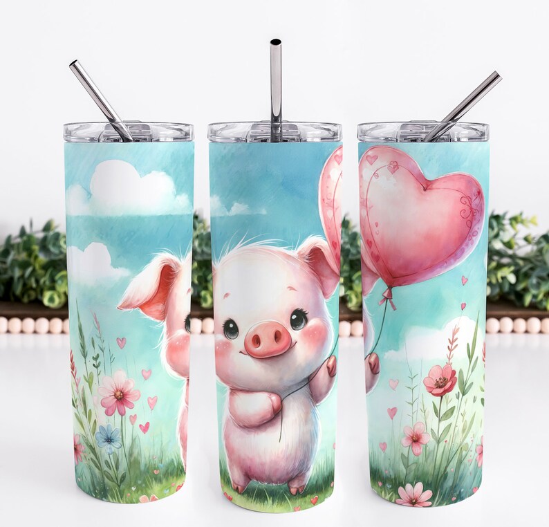 Cute Pigs Tumbler Designs for 20oz Tumbler Watercolour Pig Sublimation ...