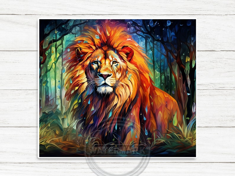 Alcohol Ink Lion Sublimation Design for 20oz Skinny Tumbler Lion ...
