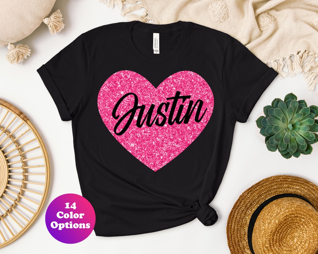 Justin Shirt, I Love Justin Shirts, Cute Justin Hearts T-shirt for Men ...