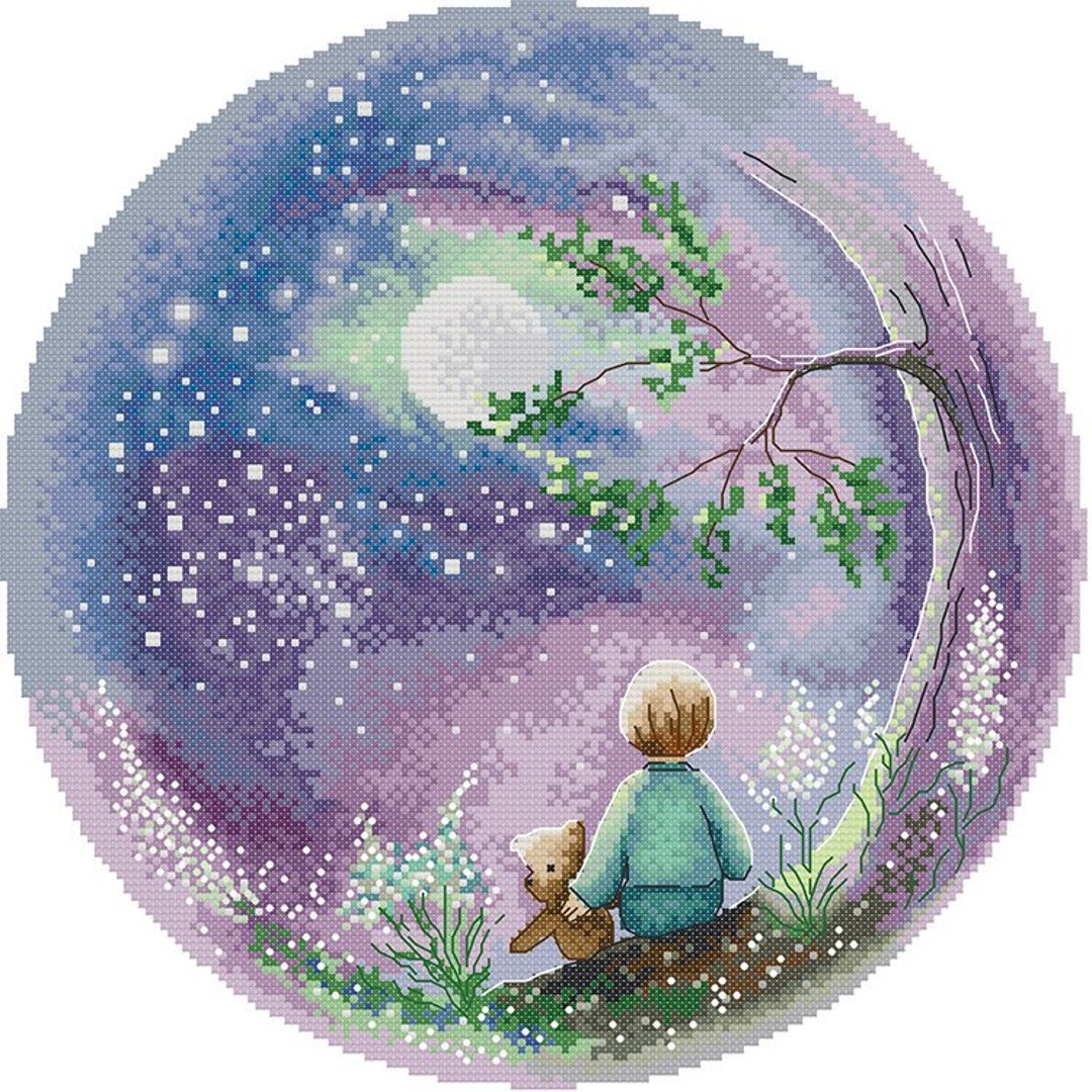 CHILD MOON 1 14 Count Counted Cross Stitch KIT - Etsy