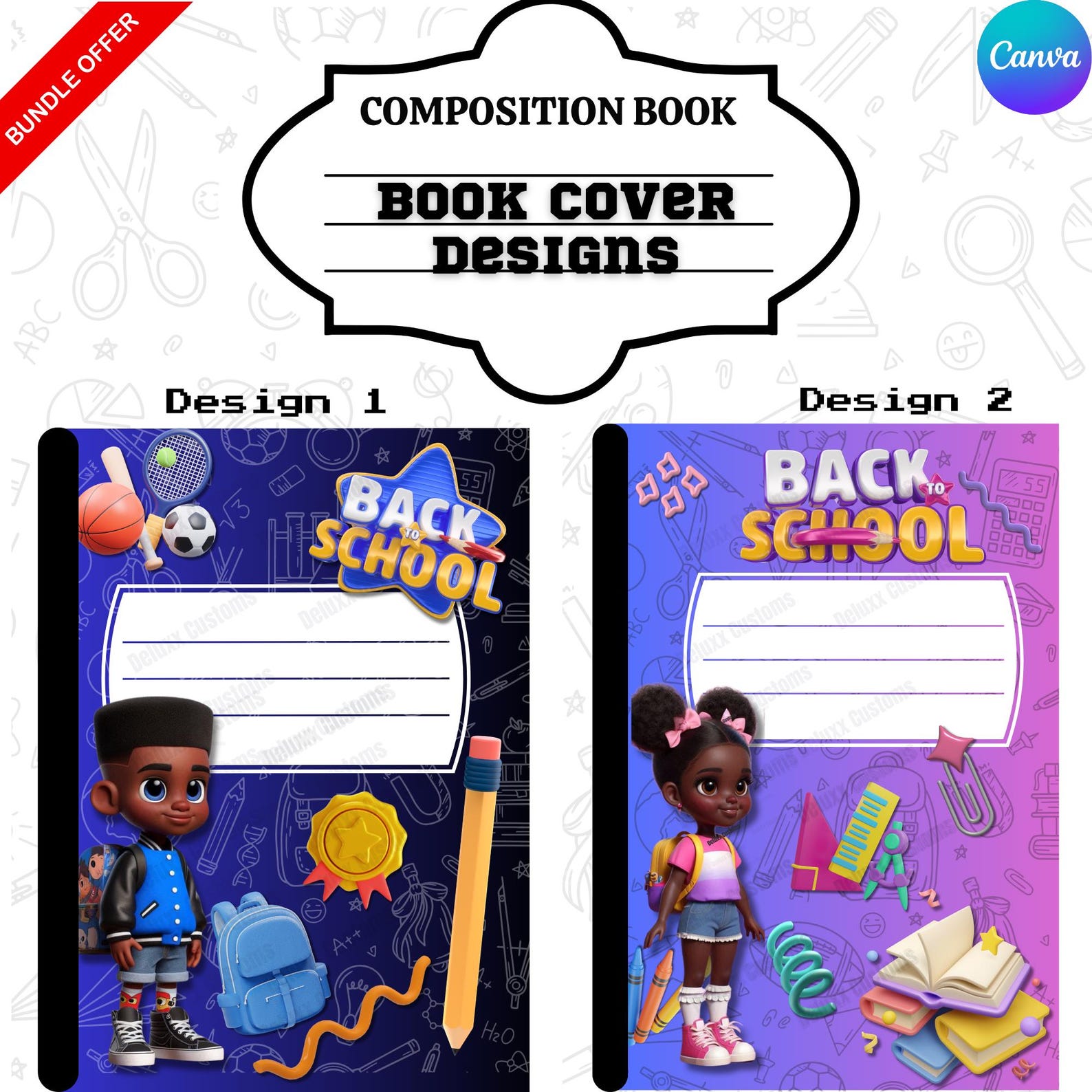 Composition Book Cover Designs | Canva Template | Printable Notebook ...