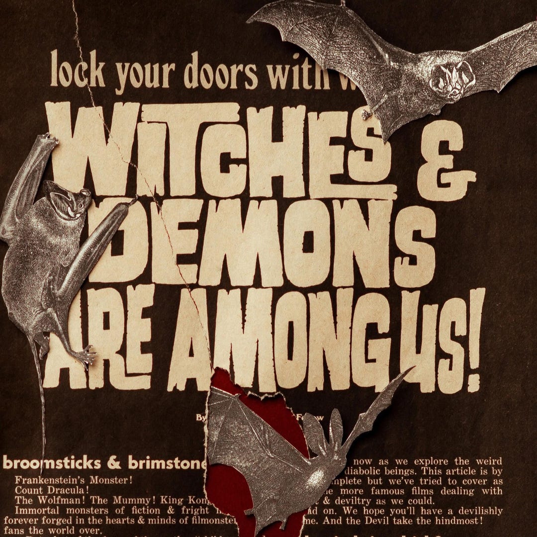 Witches & Demons: Handcrafted Retro Collage Art Print | Horror Inspired ...