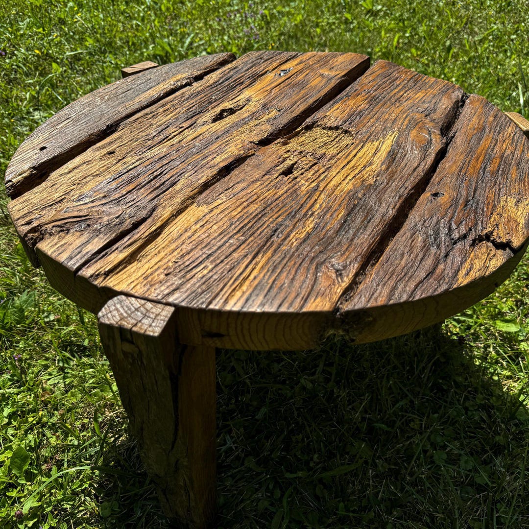 Wooden Rustic Coffee Table With Live Edges Natural Oak Handmade ...