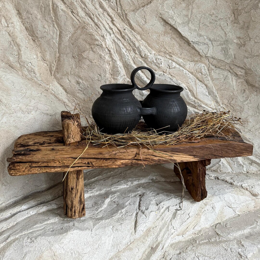 Small Rustic Bench With Live Edges Made From Natural Antique Oak ...