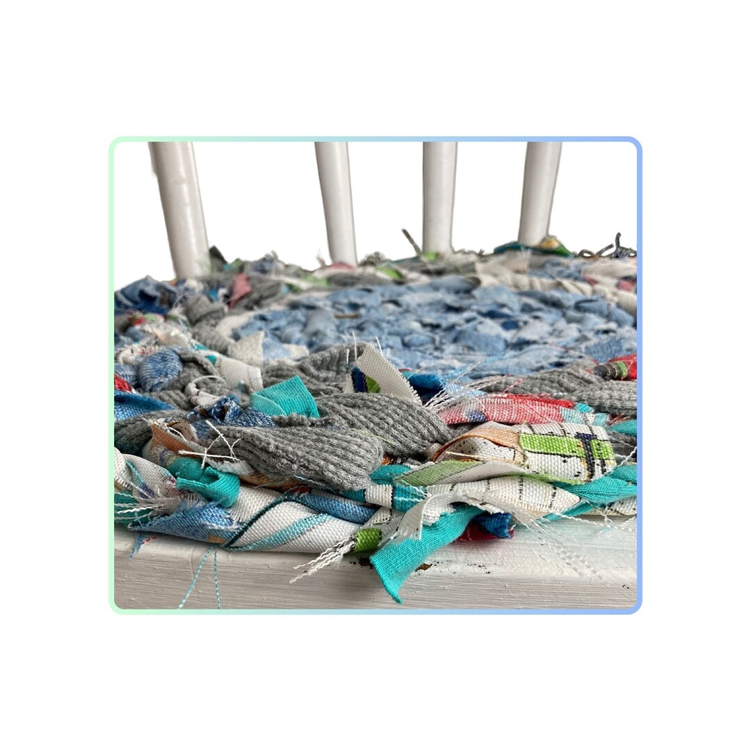 Colorful Rag Rug Chair Padseat Pad Shabby Beach Waving Palm Designs - Etsy