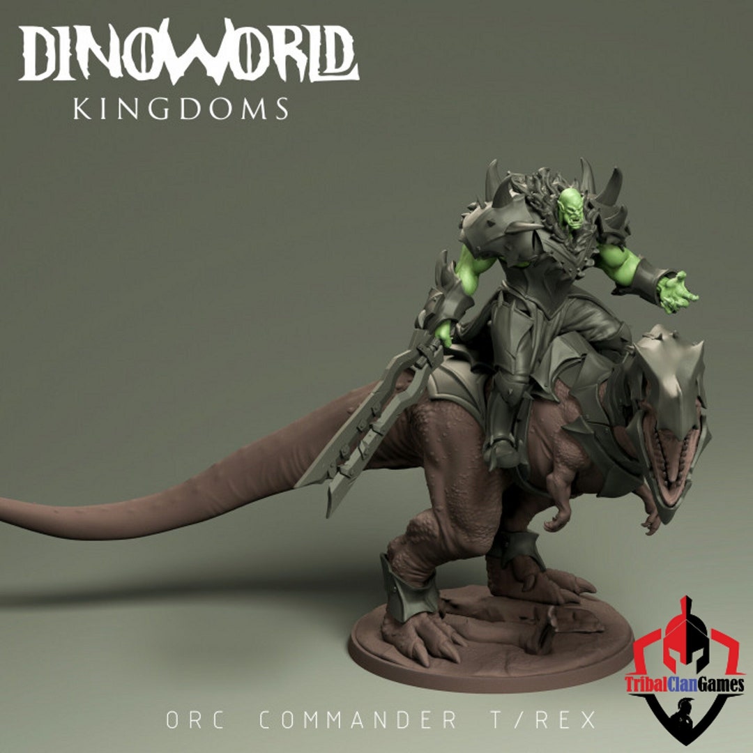 Orc Commander T Rex Mount Dinoworld Fantasy 3D Printed RPG Miniatures ...