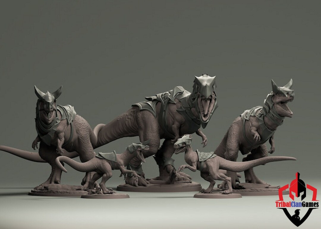 Carnotaurs Dinosaurs | Dark Kingdoms | Dinoworld | Fantasy 3D Printed ...