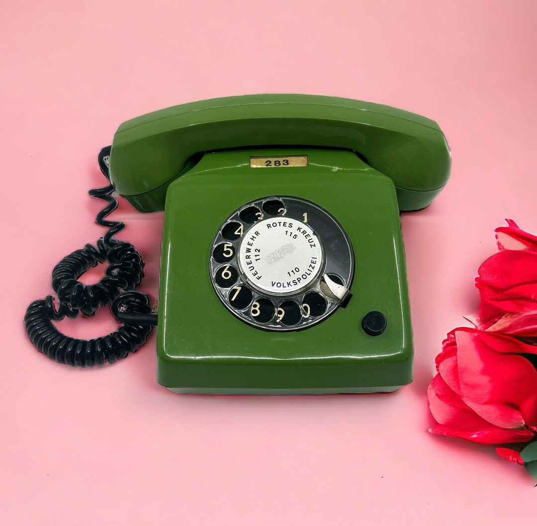 Vintage Green German Rotary Phone - Etsy