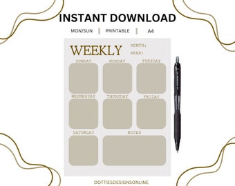 Undated Beige Minimalist Weekly Planner - Etsy