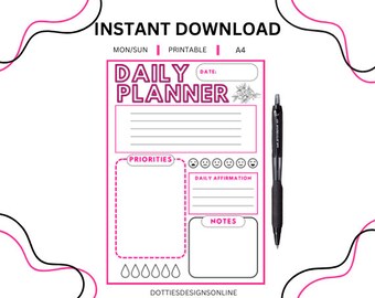 Customizable & Printable Daily Planner Digital Print - Etsy