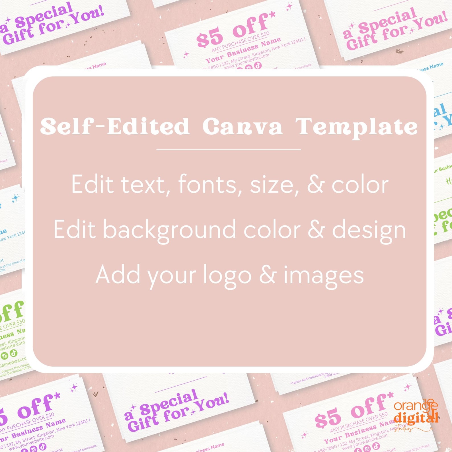 Retro Coupon Card Template for Small Business Editable Canva Design ...