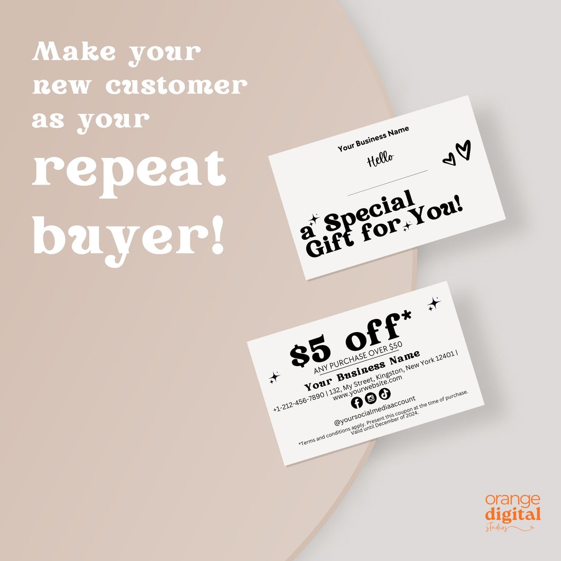 Retro Coupon Card Template for Small Business Editable Canva Design ...