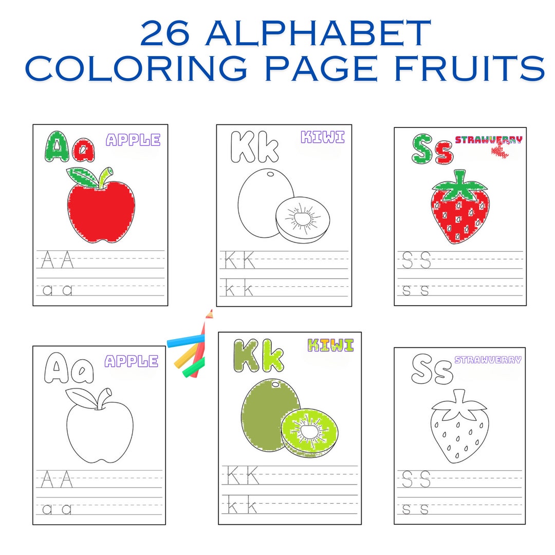 Fruit Coloring Pages, a Toddler-friendly Alphabet Coloring Book ...