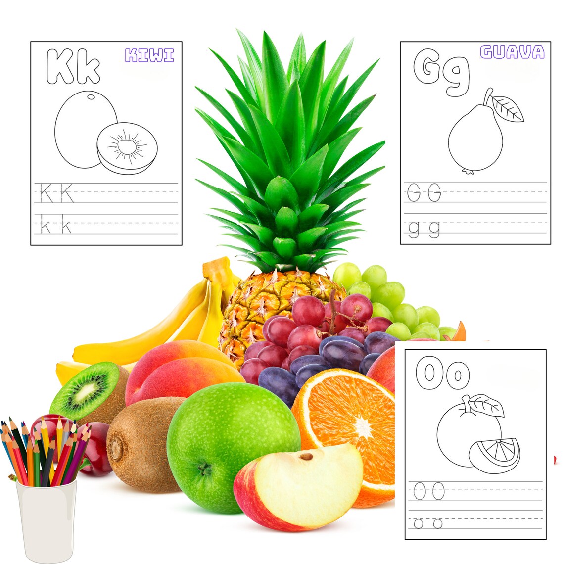 Fruit Coloring Pages, a Toddler-friendly Alphabet Coloring Book ...