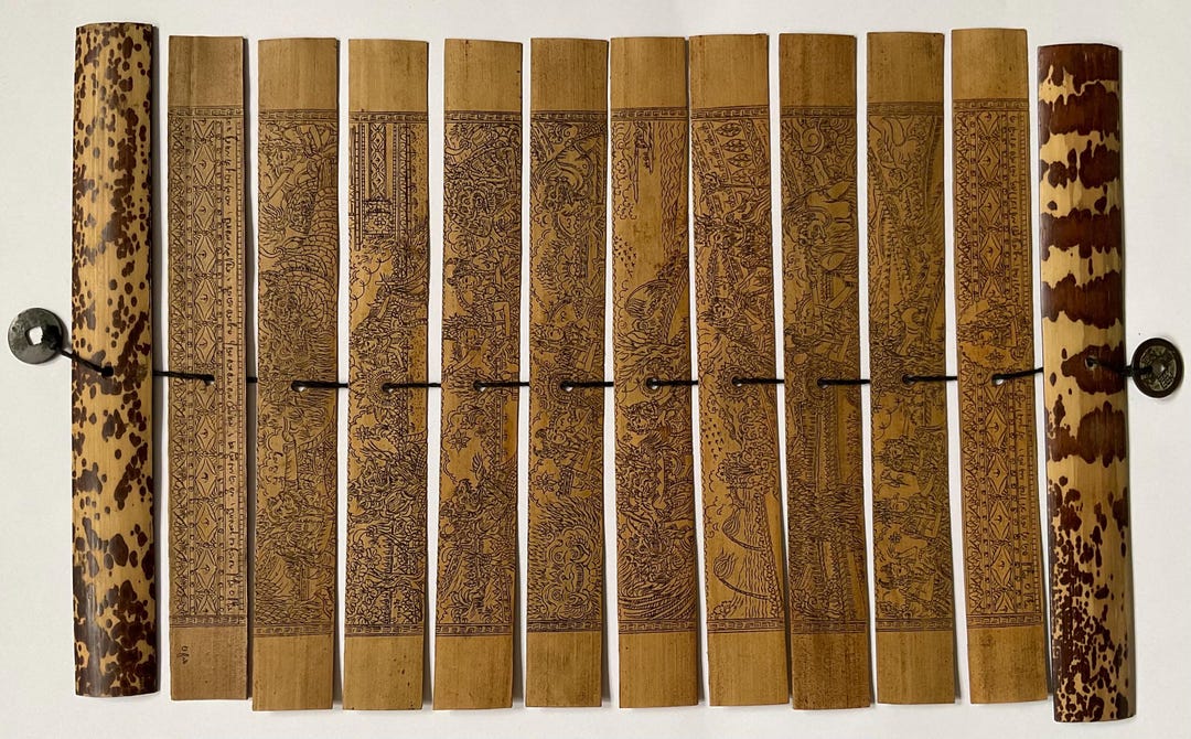 Balinese Lontar Palm Leaf Manuscript, Featuring the Hindu Mythology of ...
