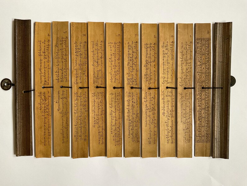 Balinese Lontar Palm Leaf Manuscript, Featuring the Hindu Mythology of ...