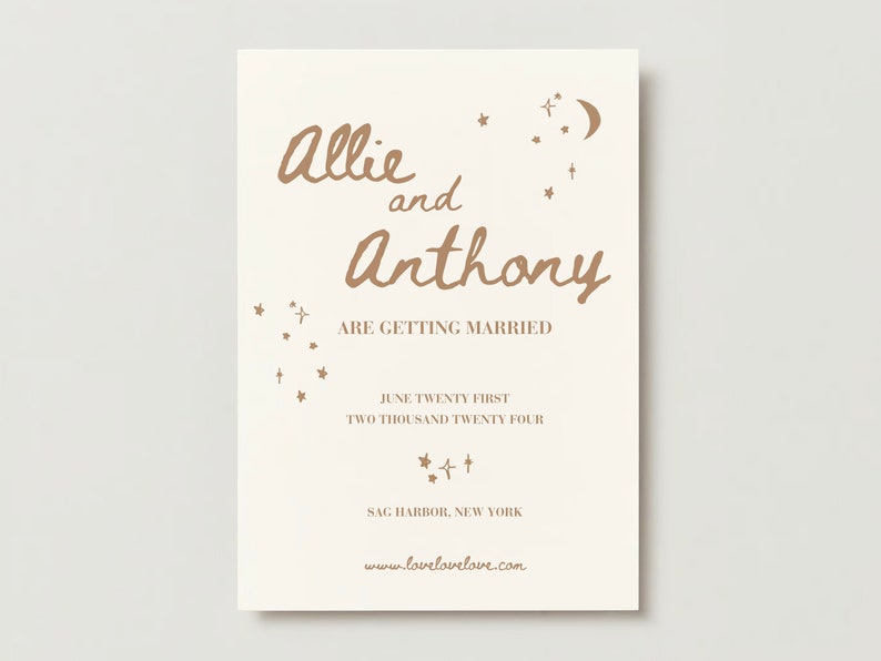 Celestial Wedding Save the Date: Stars & Moon Template (digital ...