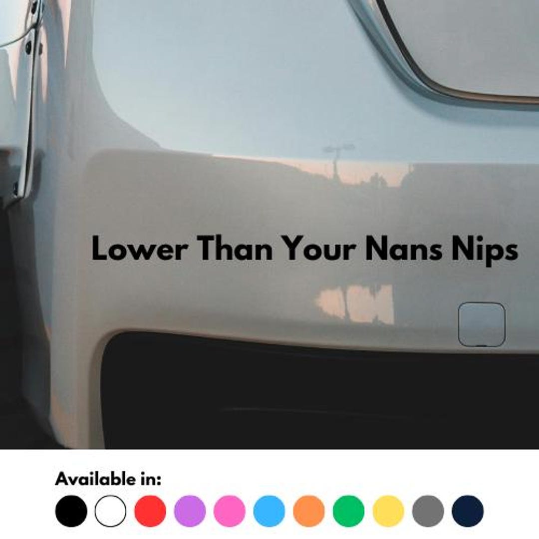 Lower Than Your Nan’s Nips Vinyl Sticker: Funny Car Decal - Etsy