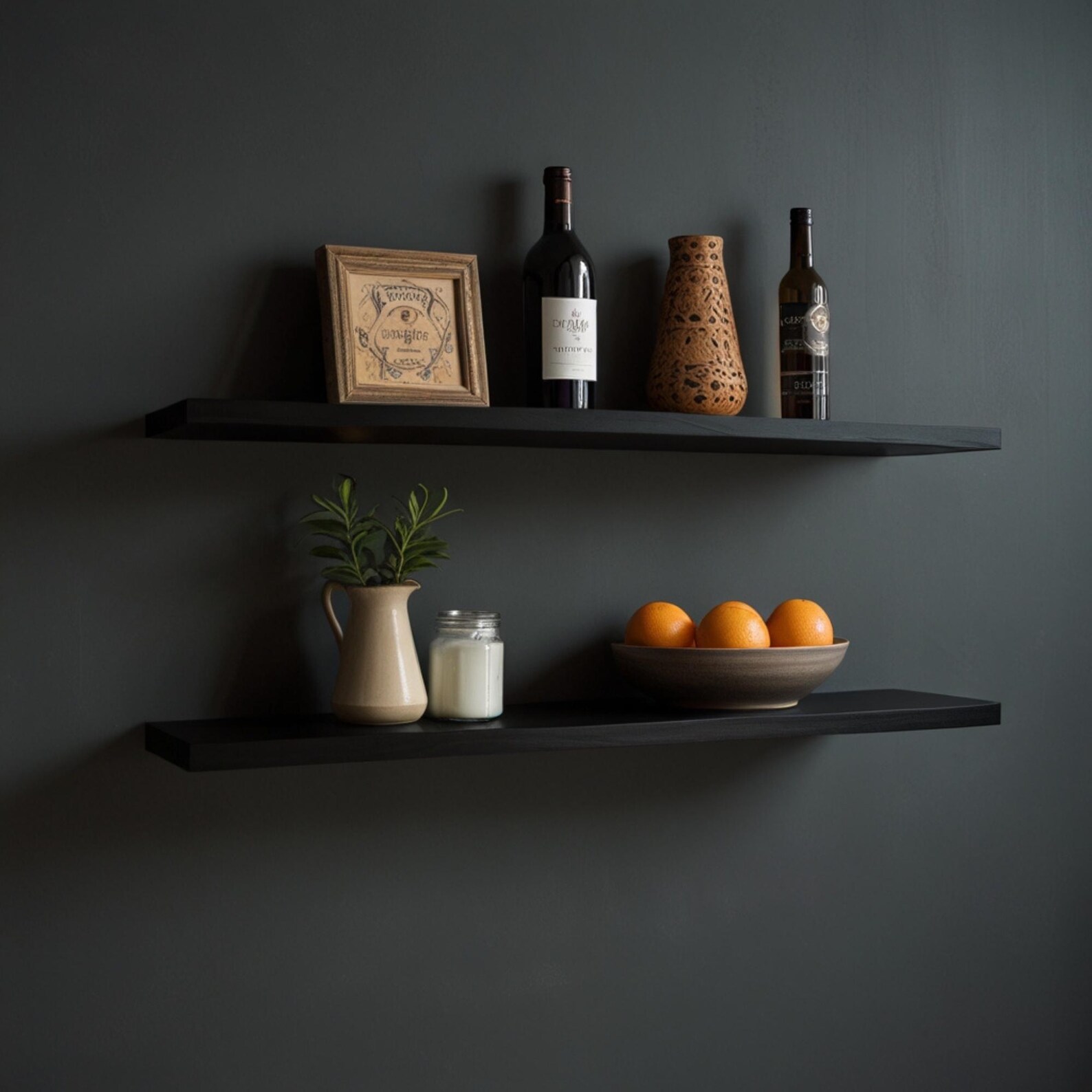 Wood Floating Rack Walnut, Oak and Dark Wood Options, Custom Sizes ...