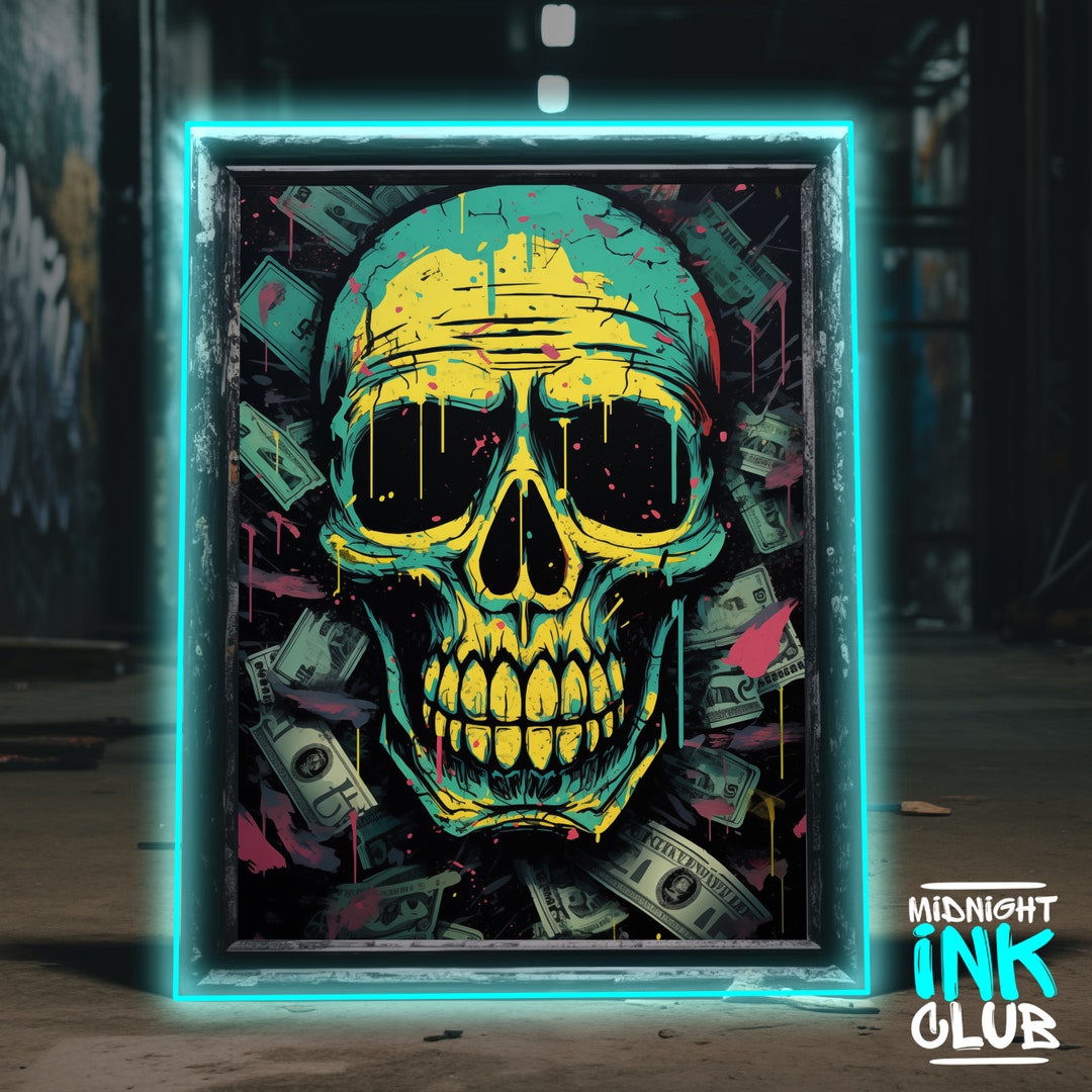 Money Skull Graffiti Wall Art Print Digital Urban Art Street Pop Art ...