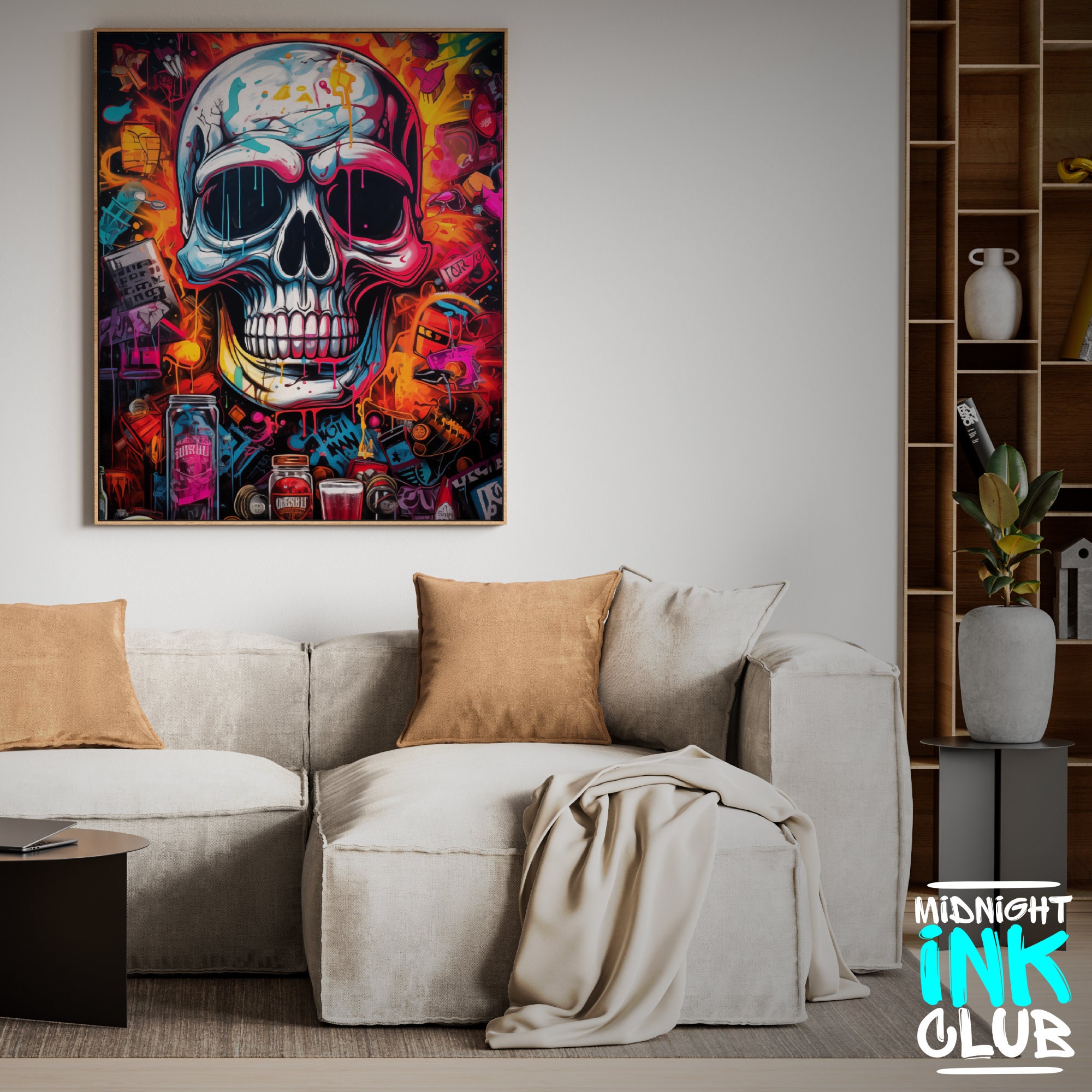Skeleton | Graffiti Wall Art Print | Digital Urban Art | Street Pop Art ...