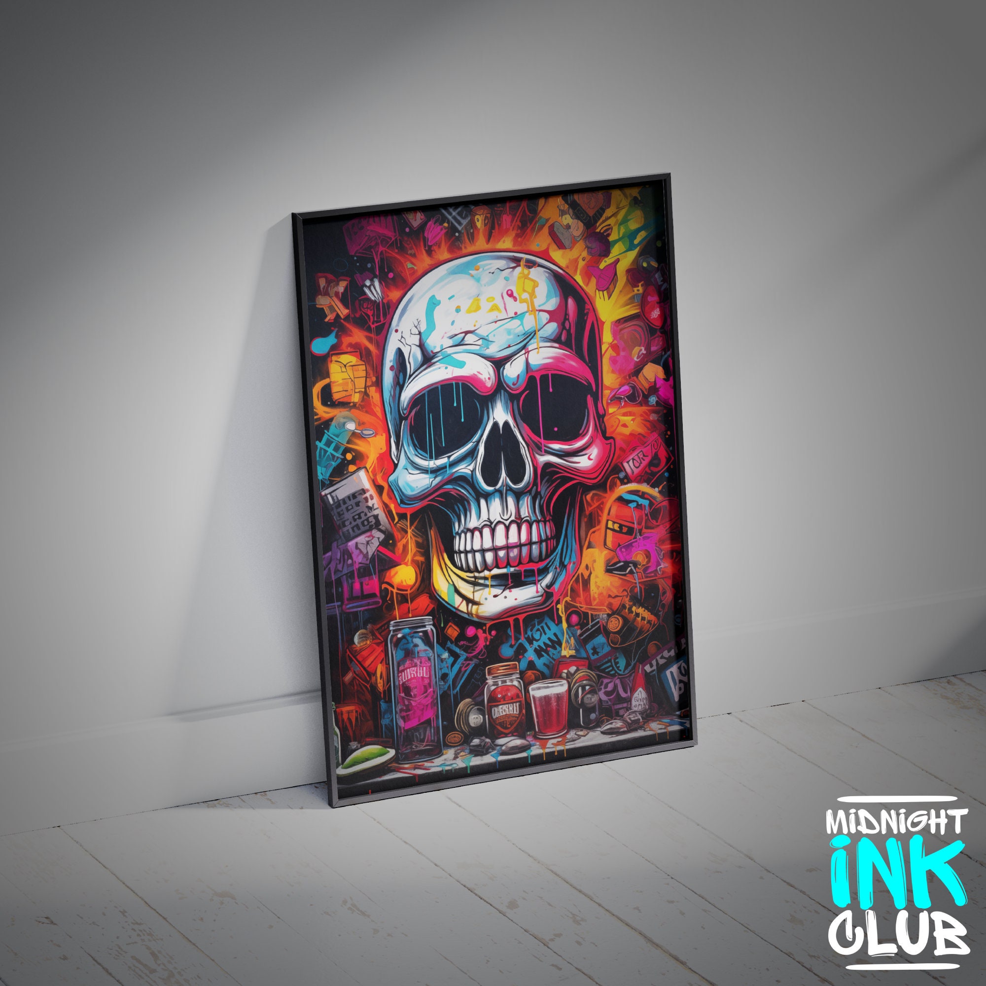 Skeleton | Graffiti Wall Art Print | Digital Urban Art | Street Pop Art ...