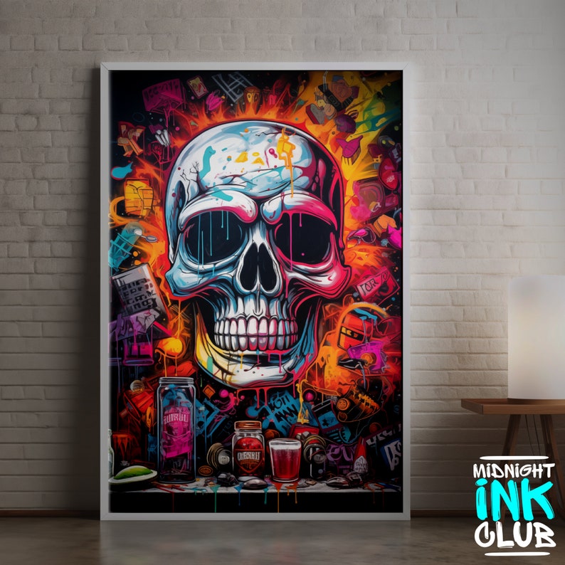 Skeleton | Graffiti Wall Art Print | Digital Urban Art | Street Pop Art ...