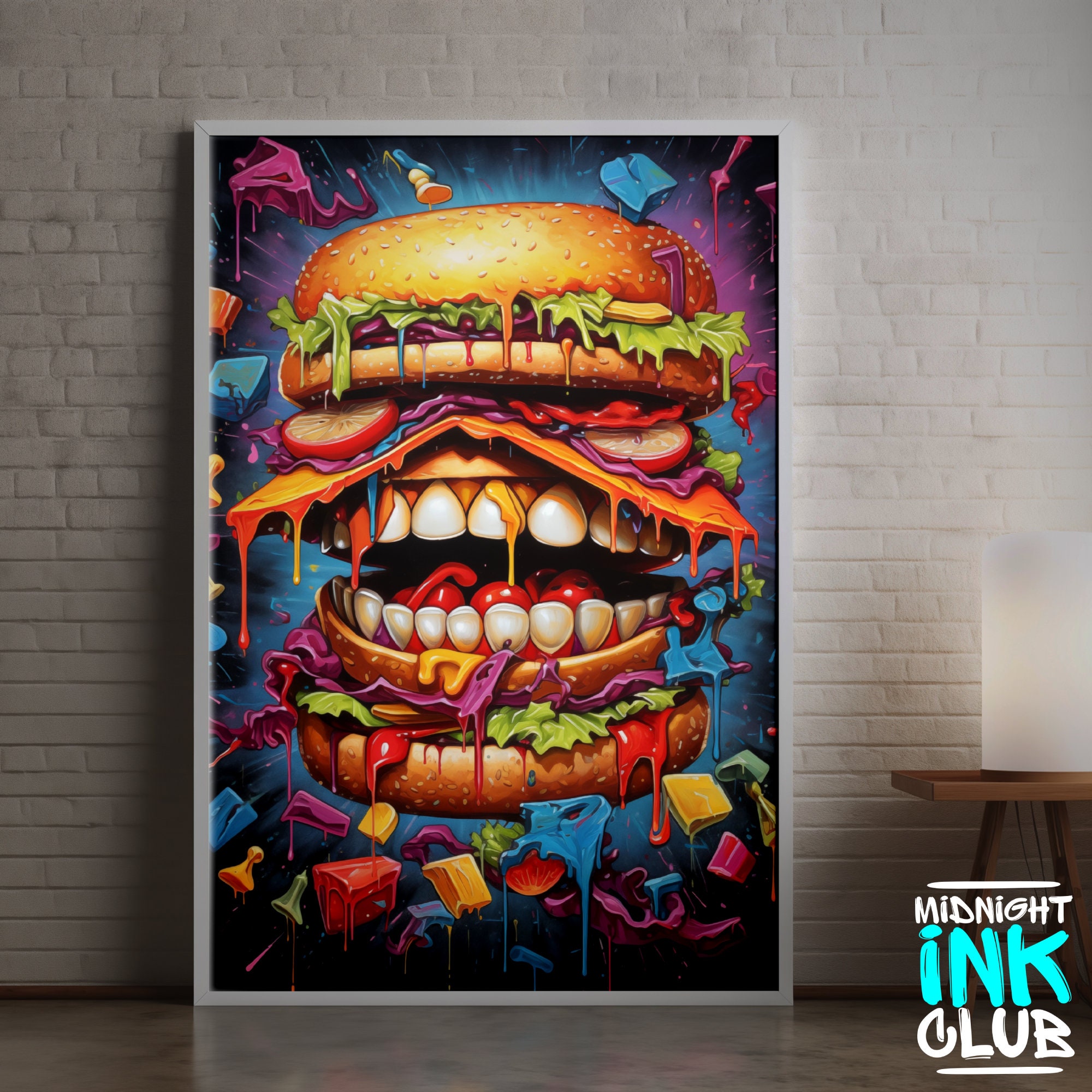 Burger | Graffiti Wall Art Print | Digital Urban Art | Street Pop Art ...