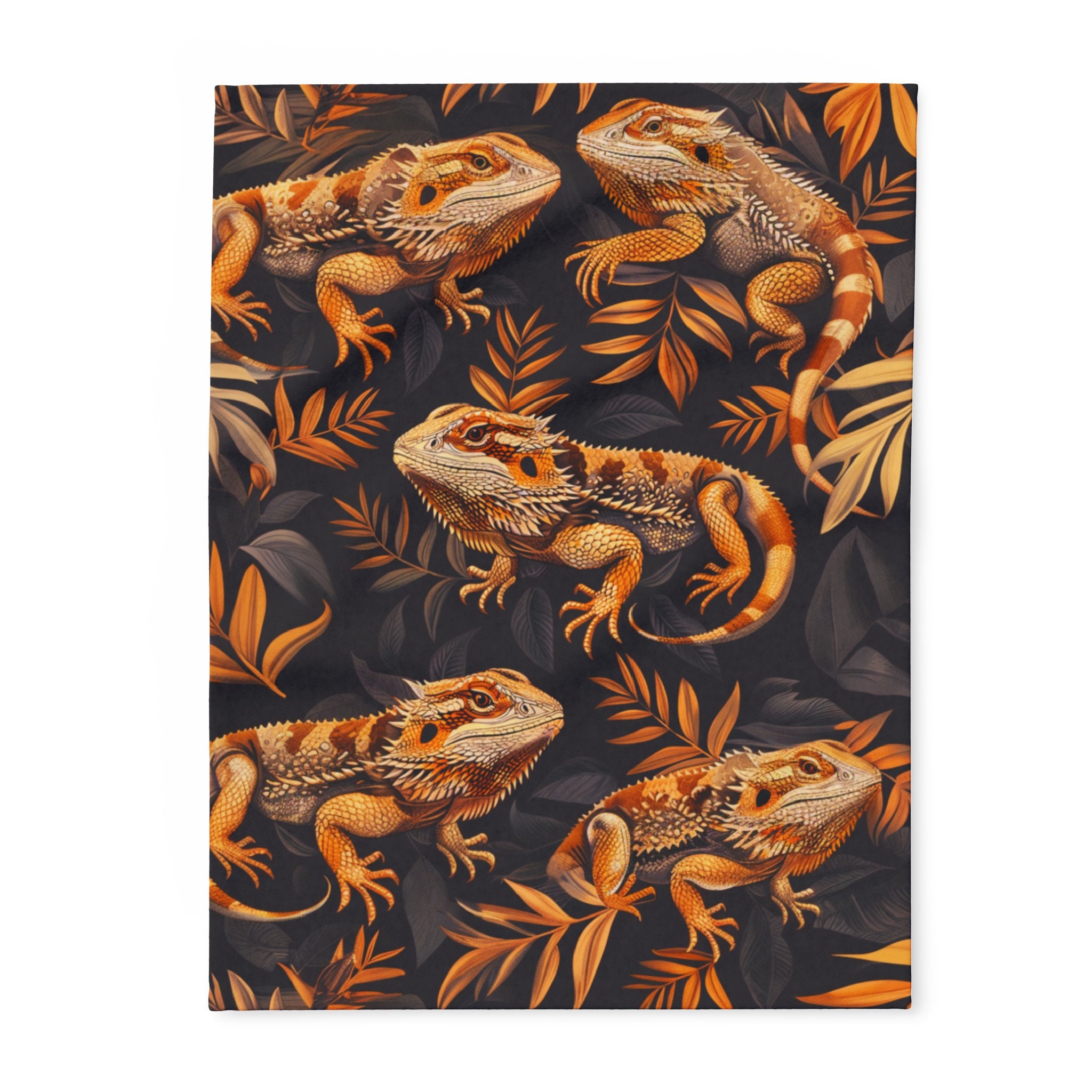 Bearded Dragon Custom Arctic Fleece Blanket Gift, Orange Beardie ...