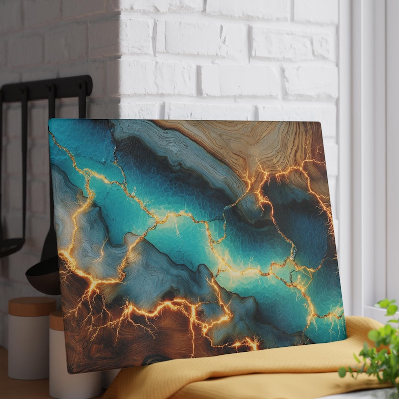 Personalized Resin River Faux Marble Epoxy Carved Olive Wood Glass ...